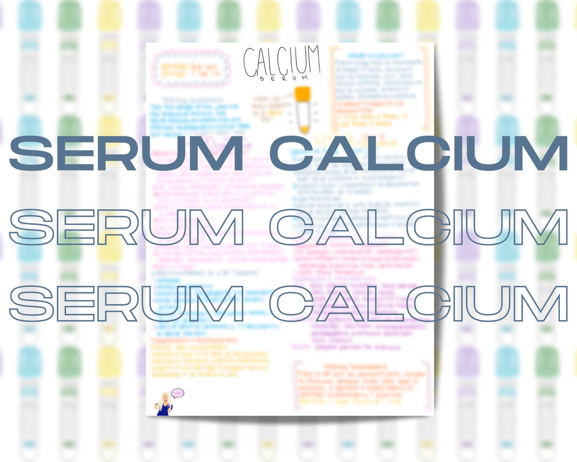 Serum Calcium Lab Value Instant Download Printable Nursing Phlebotomy ...