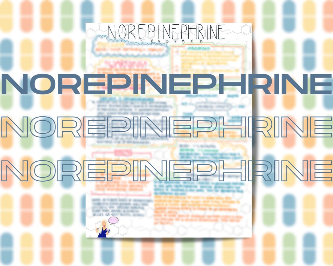 Norepinephrine Levophed Instant Download Printable Nursing Pharmacology ...