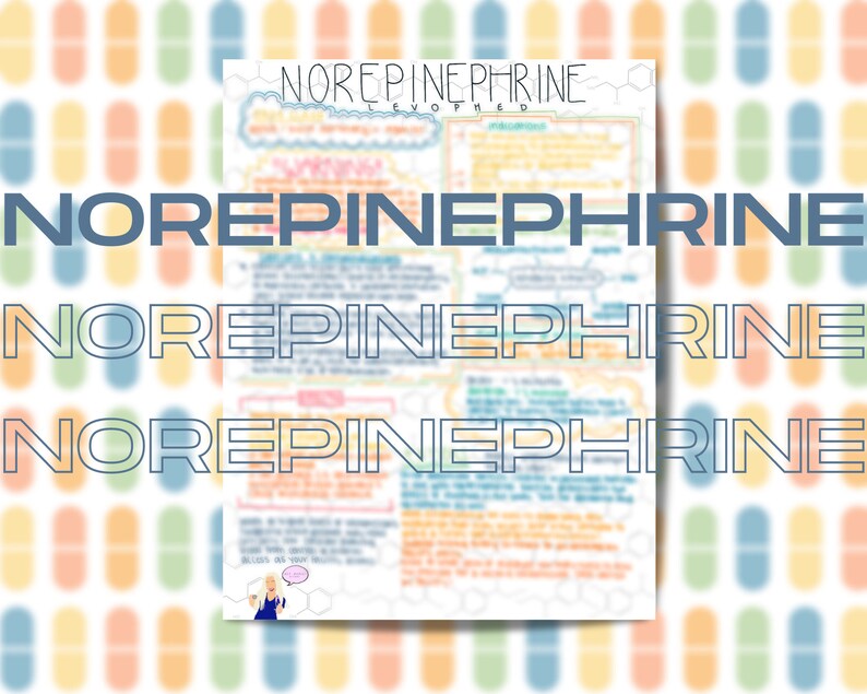 Norepinephrine Nursing Notes | Pharmacology Handwritten Guide (digital ...