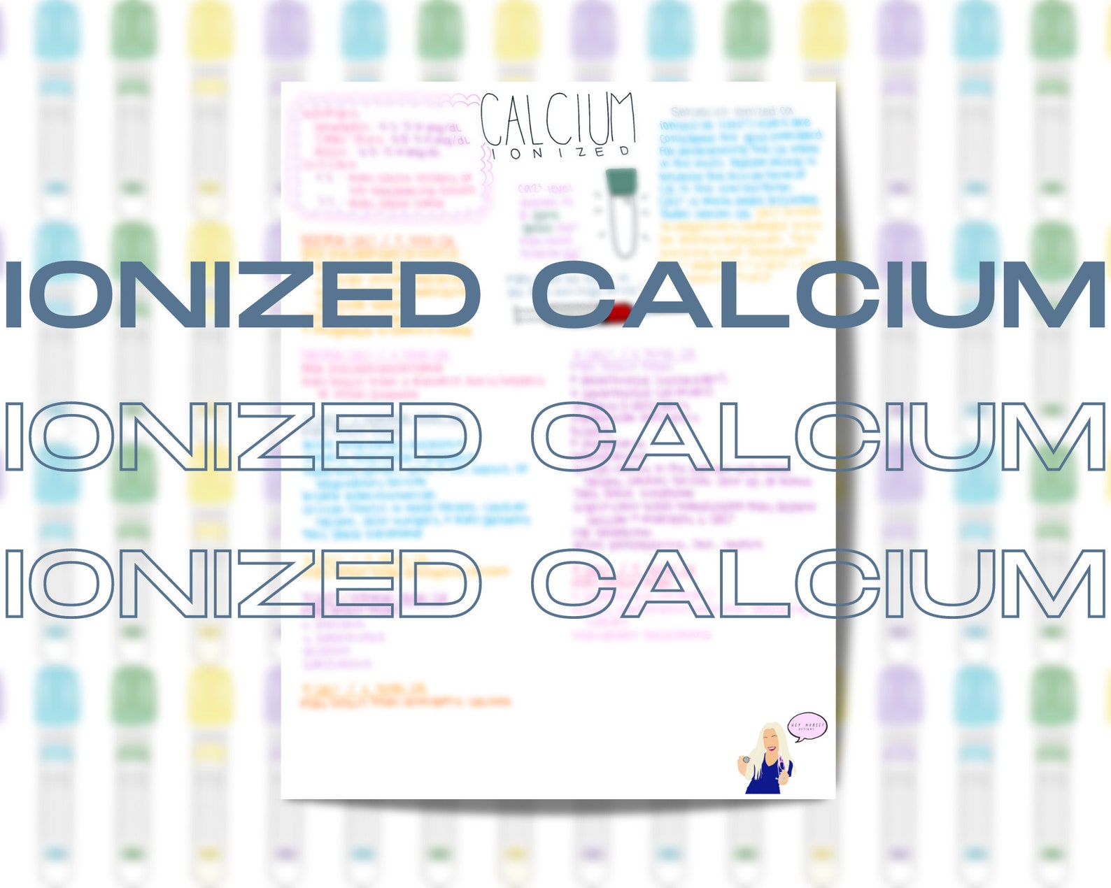 Ionized Calcium Lab Value Instant Download Printable Nursing Phlebotomy ...