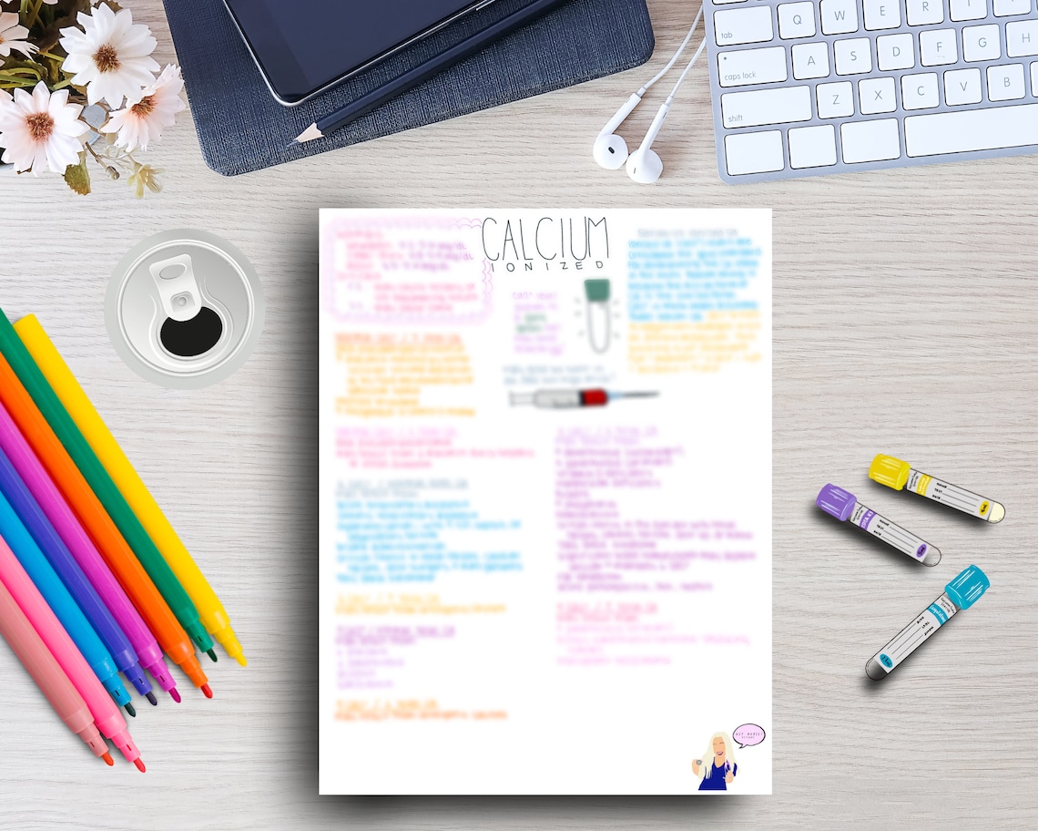 Ionized Calcium Lab Value Instant Download Printable Nursing Phlebotomy ...