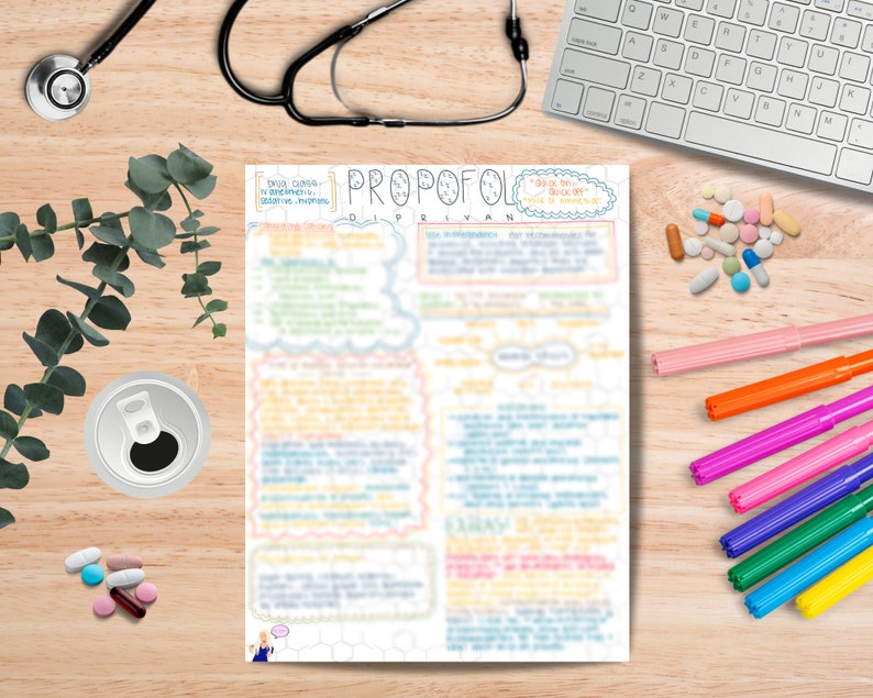 Propofol Notes | Nursing Pharmacology, Sedative (digital Download) - Etsy