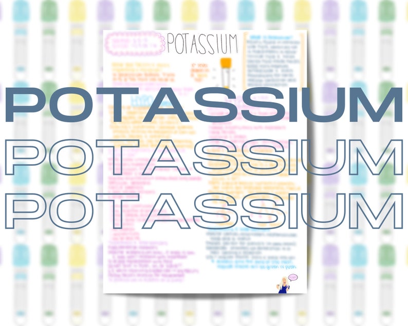 Potassium Lab Value Instant Download Printable Nursing Phlebotomy BMP ...