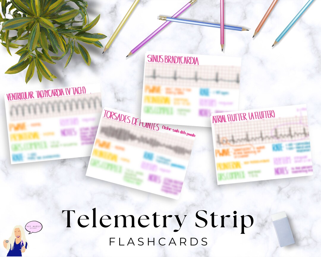 Instant Download Telemetry Tele Cardiac Rhythm Strip Flashcards ...