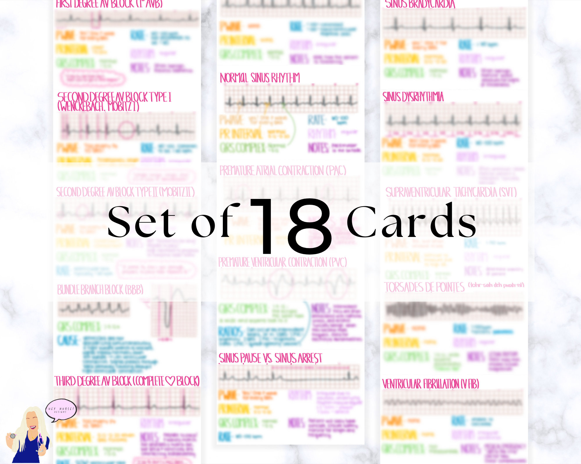 Instant Download Telemetry Tele Cardiac Rhythm Strip Flashcards Pacemakers and Naming Rhythms ...