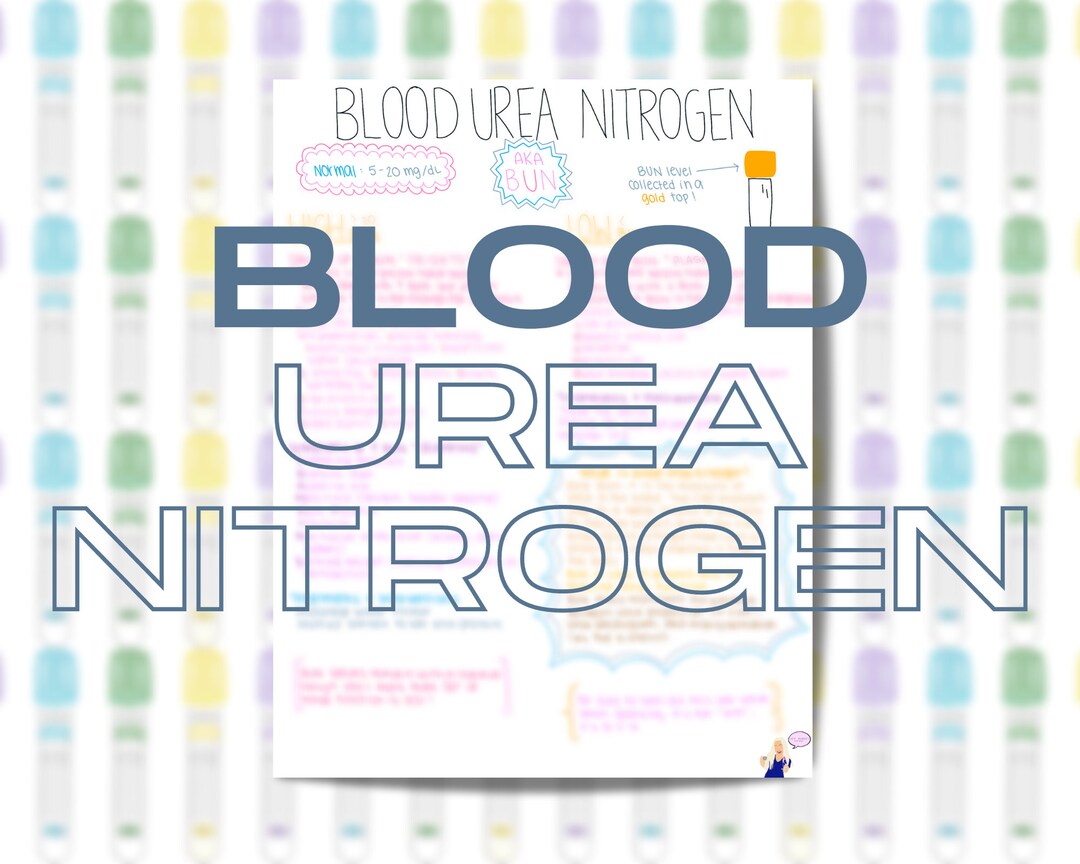 Blood Urea Nitrogen BUN Instant Download Printable Nursing Phlebotomy ...