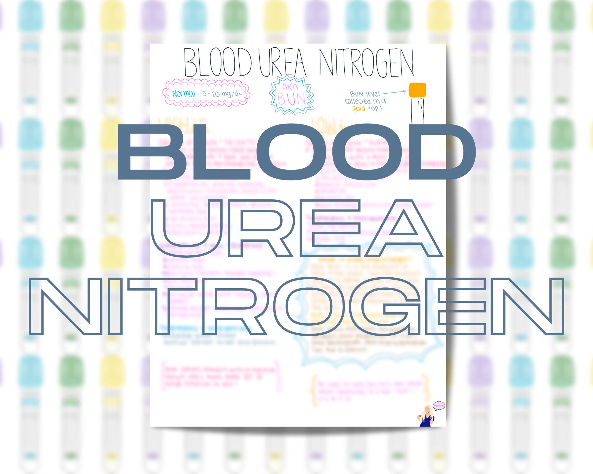 Blood Urea Nitrogen BUN Instant Download Printable Nursing Phlebotomy ...