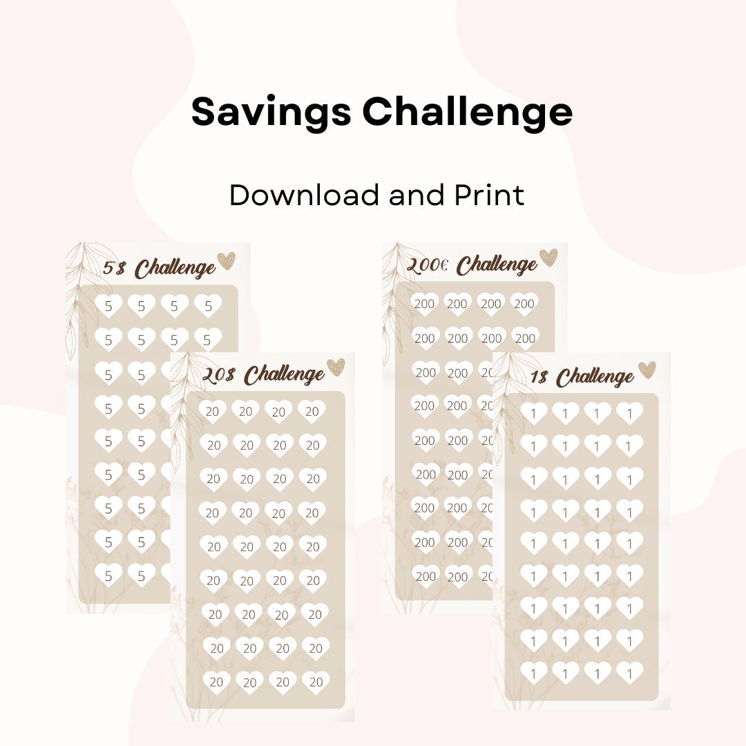 Printable Savings Challenge Cash Envelope Dashboards Freebes ...