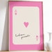 Pink Ace of Heart Print, Lucky You Poster, Hot Pink Playing Cards Wall ...