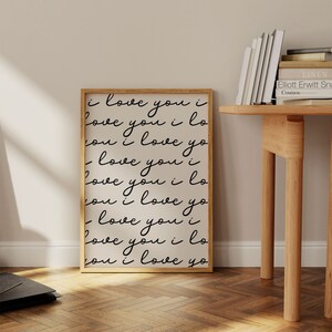 I Love You Print, Nursery Decor, Calligraphy Print, Handwritten Quote ...