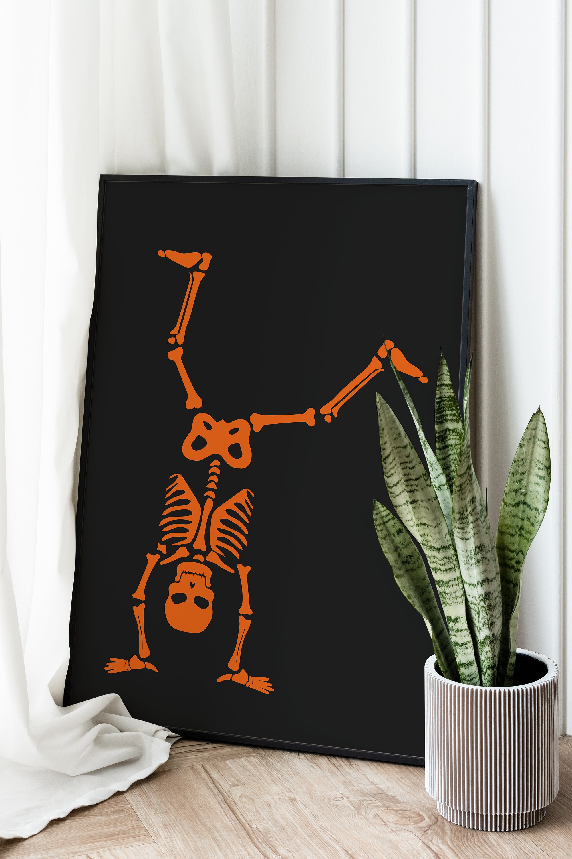 Dancing Skeleton Print Funny Skeleton Poster Orange - Etsy
