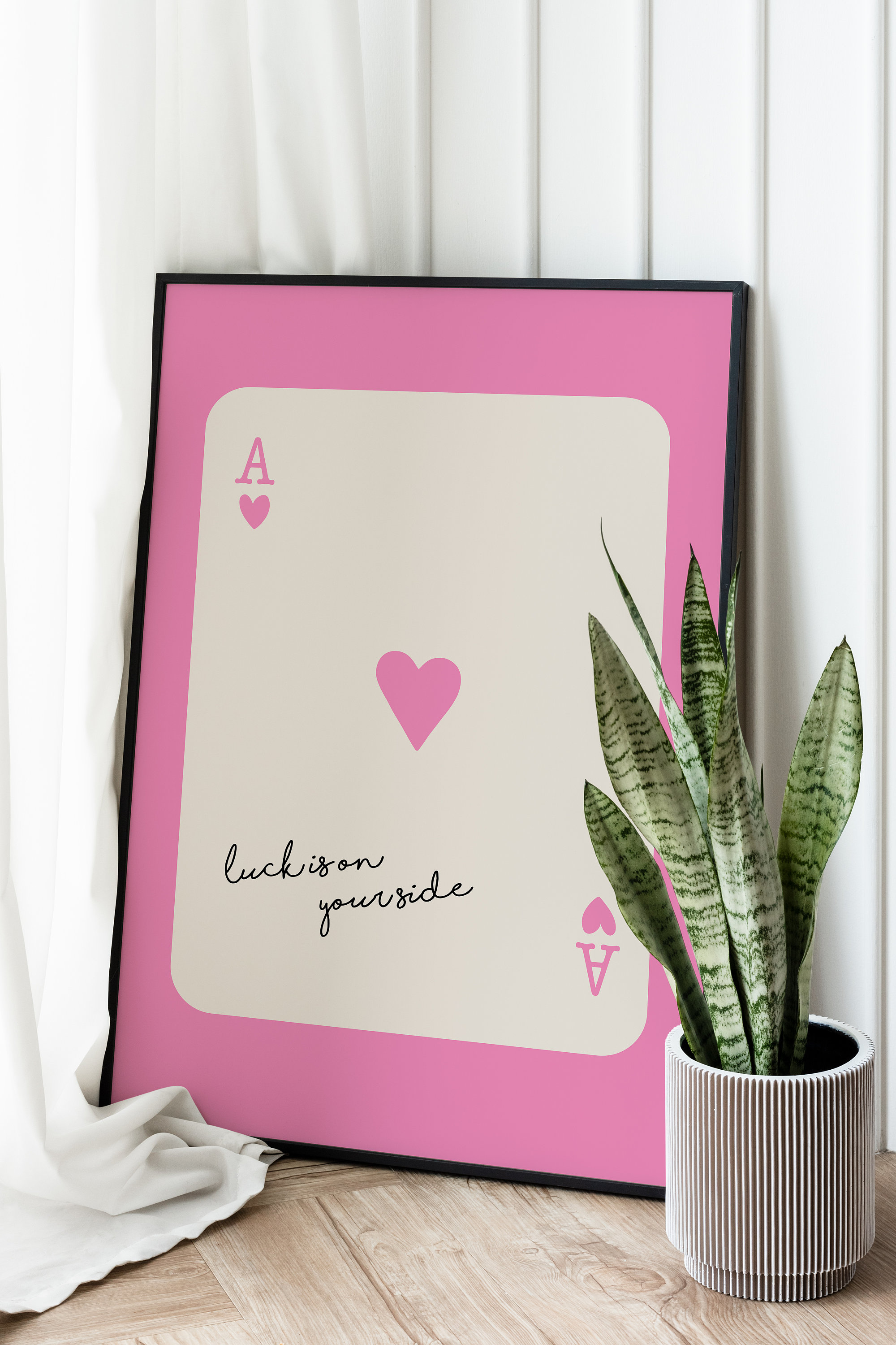 Pink Ace of Heart Print Lucky You Poster Hot Pink Playing - Etsy