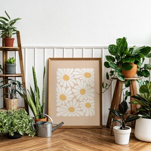 White Daisy Printable, Neutral Daisy Print, Cream Beige Poster, Daisies ...