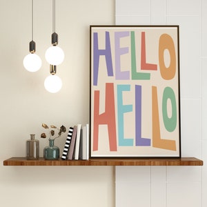 Hello Print, Bold Color Wall Art, Hello Wall Art, Dorm Room Essentials ...