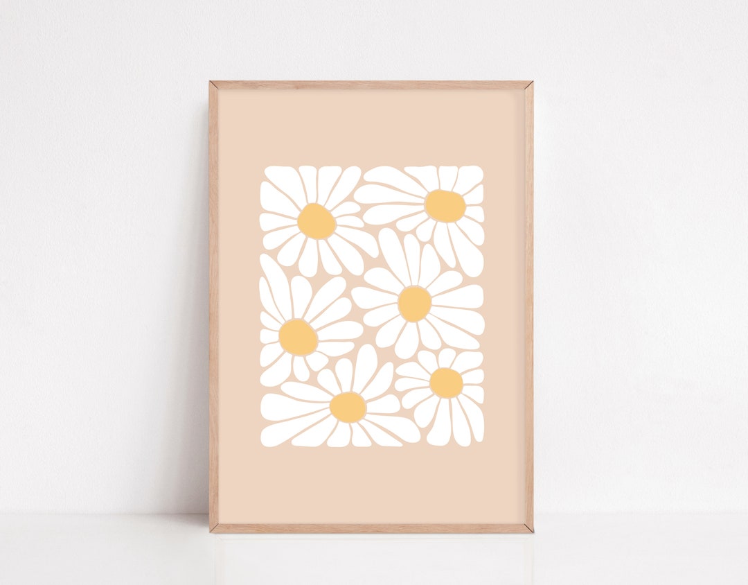 White Daisy Printable, Neutral Daisy Print, Cream Beige Poster, Daisies ...