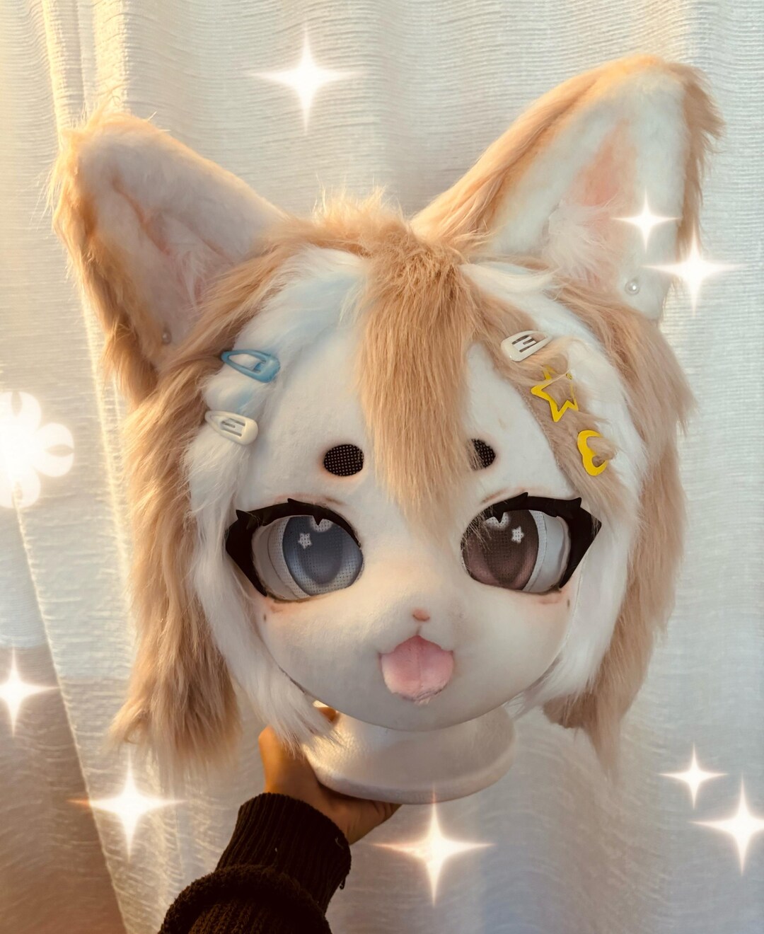 Light Brown & Sky Blue Kigurumi Head Premade Fursuit Kigu Cosplay Mask ...