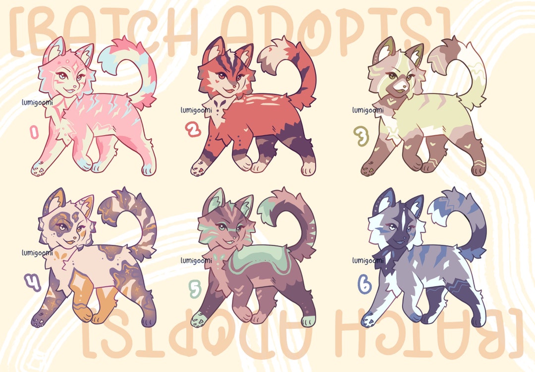 Adopt Batch Kemomo Chibi Furry/fursona Adopt Original Character Anthro Batch Gacha Adoptable ...