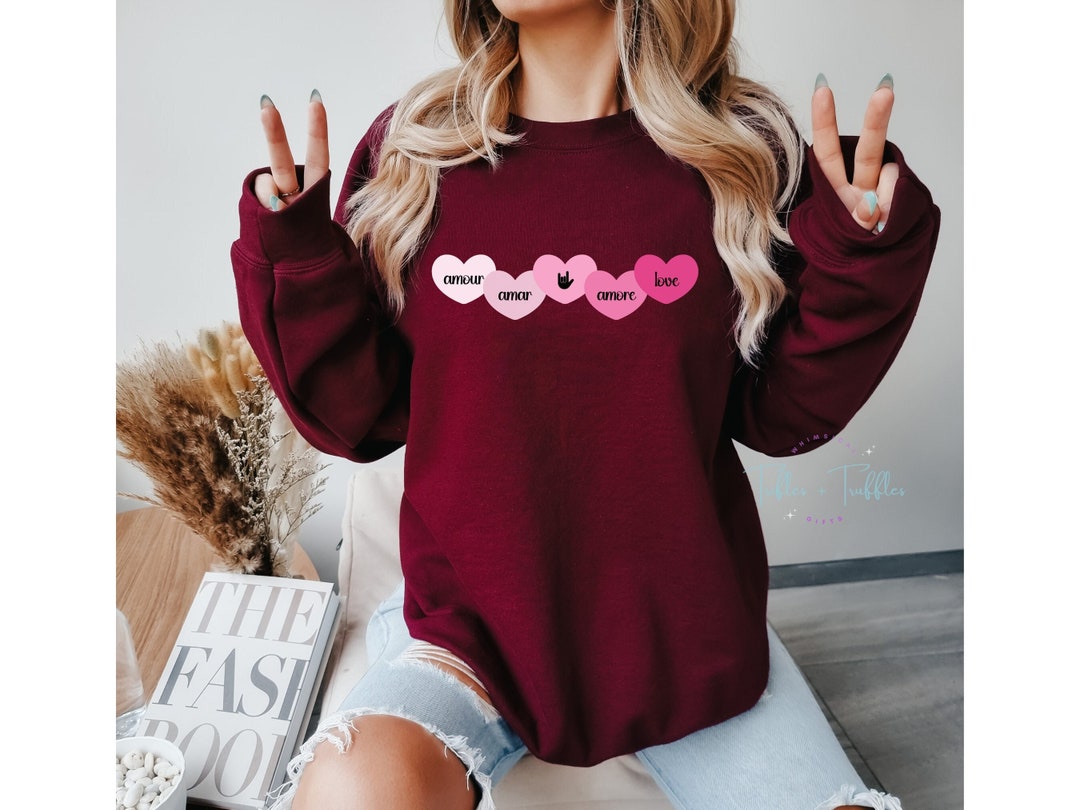 Love Heart Sweatshirt (pink Ombre), Cute Valentine's Day Sweater ...