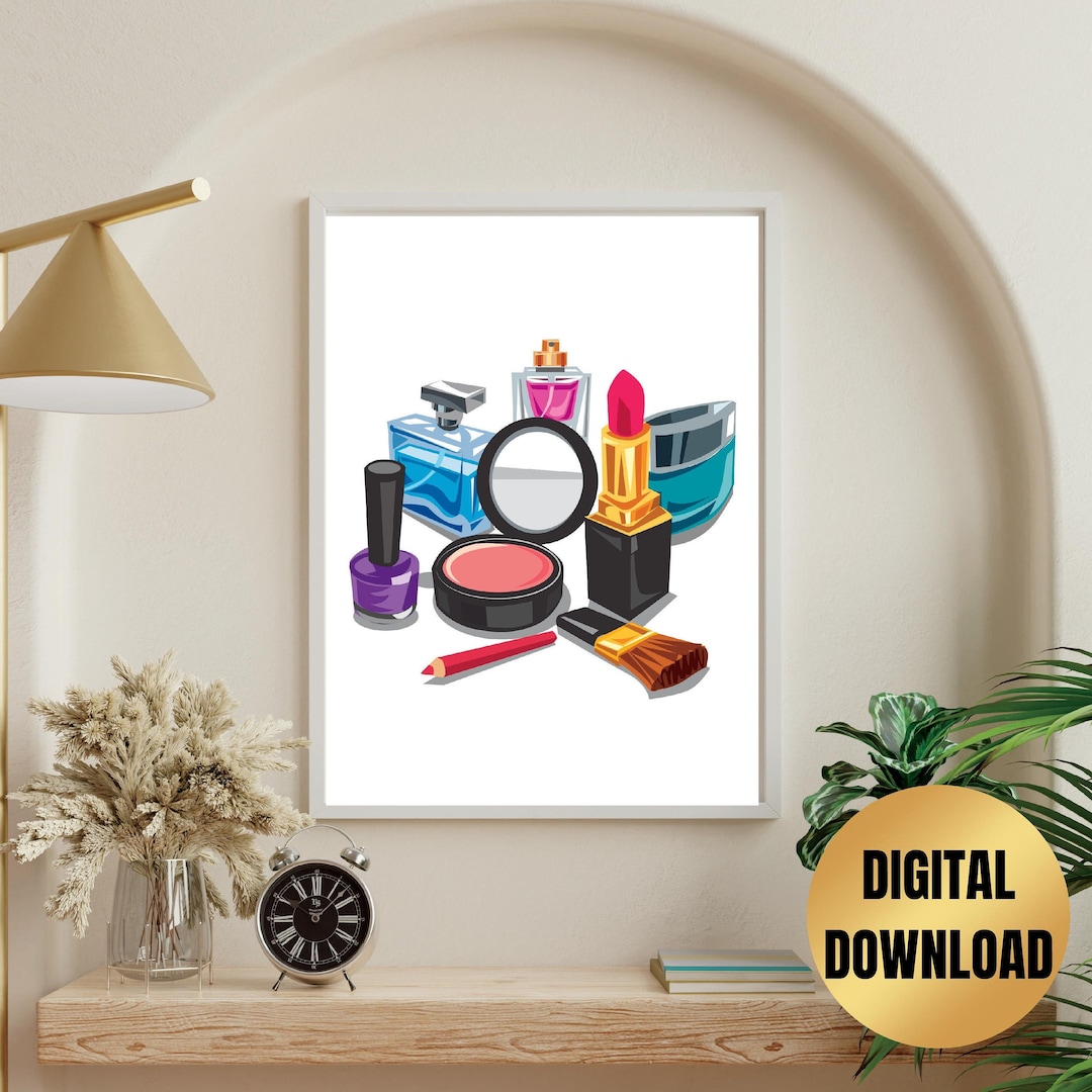 Makeup Items Wall Art Print, Makeup Room Poster, Beauty Salon Decor ...