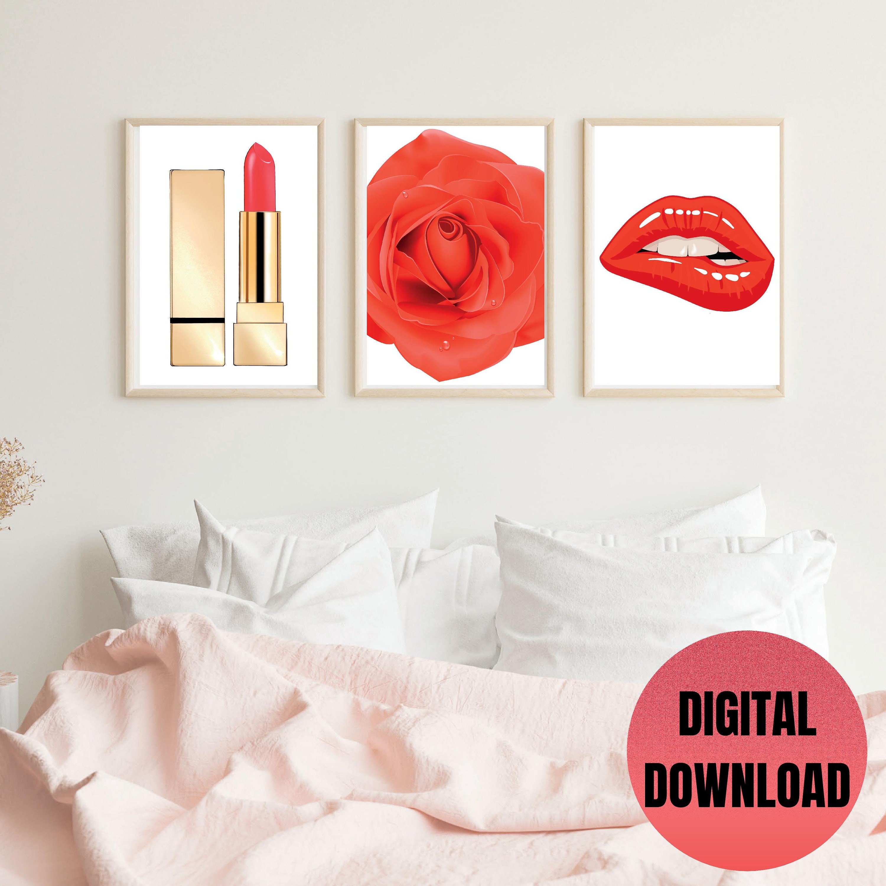 Set of 3 Makeup Wall Decor, Lips Wall Poster, Beauty Salon Wall Art ...
