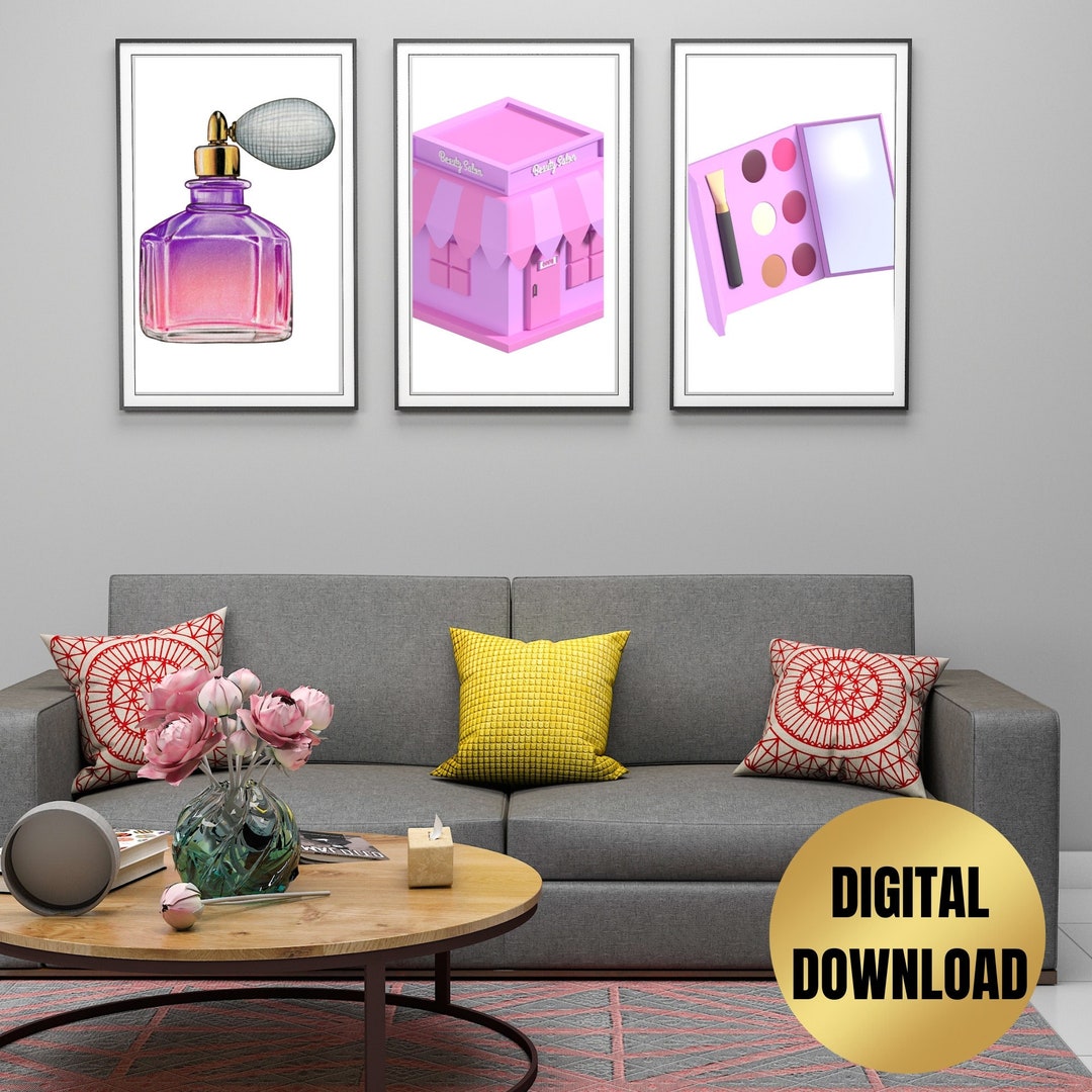 Set of 3 Beauty Salon Wall Decor, Cute Perfume Poster, Makeup Room Wall ...