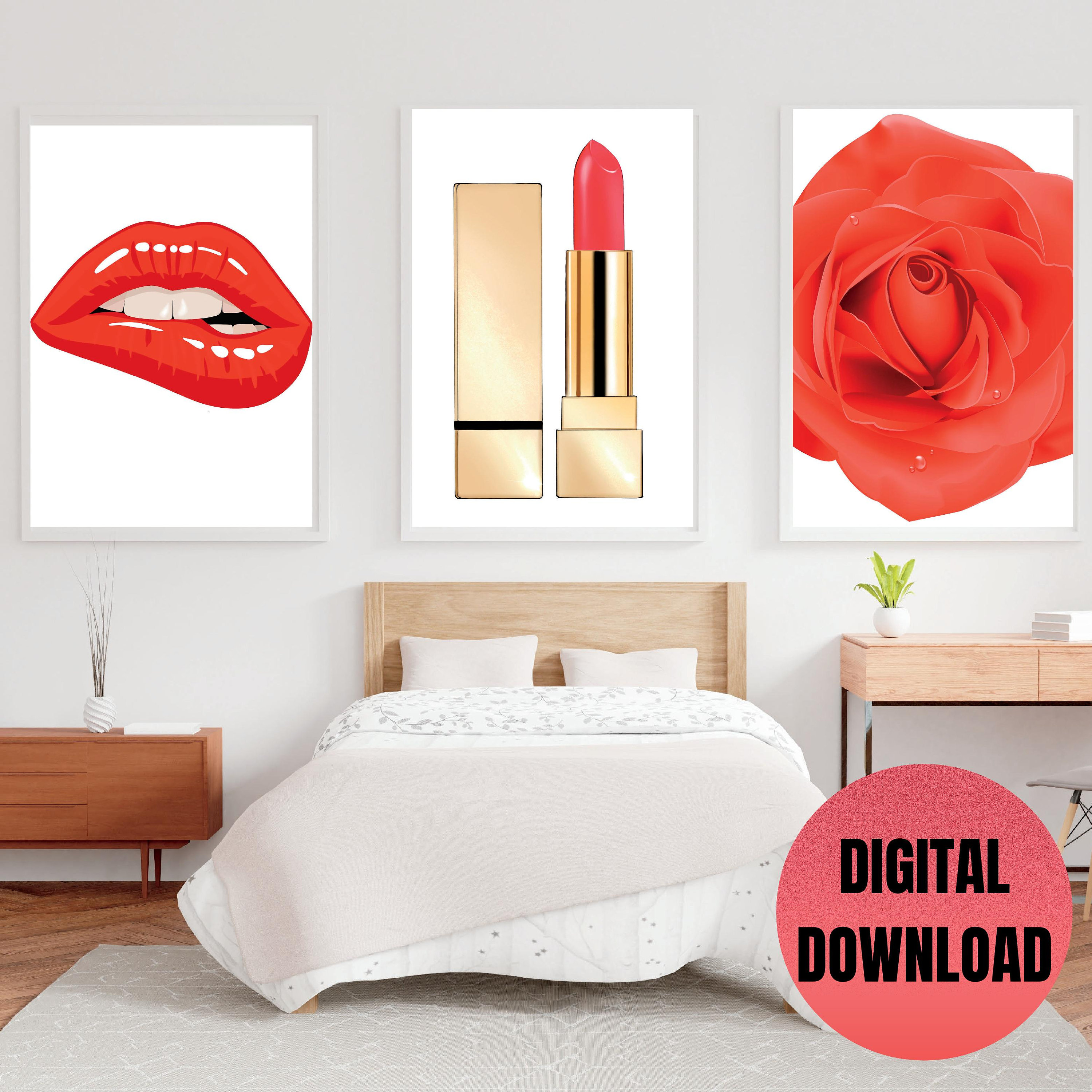 Set of 3 Makeup Wall Decor, Lips Wall Poster, Beauty Salon Wall Art ...