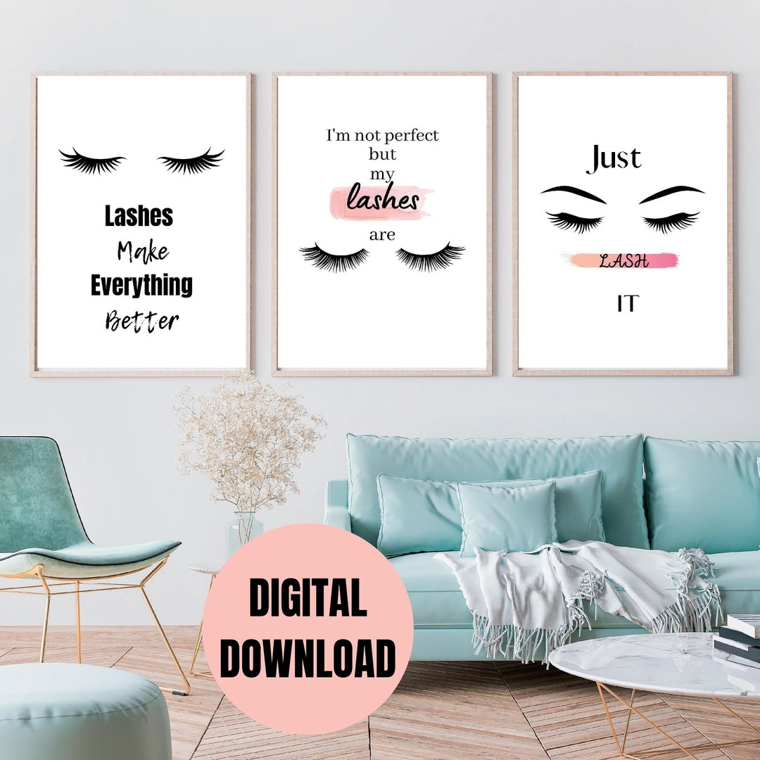 Eyelashes Wall Art, Beauty Salon Decor, Set of 3 Lashes Print, Makeup ...