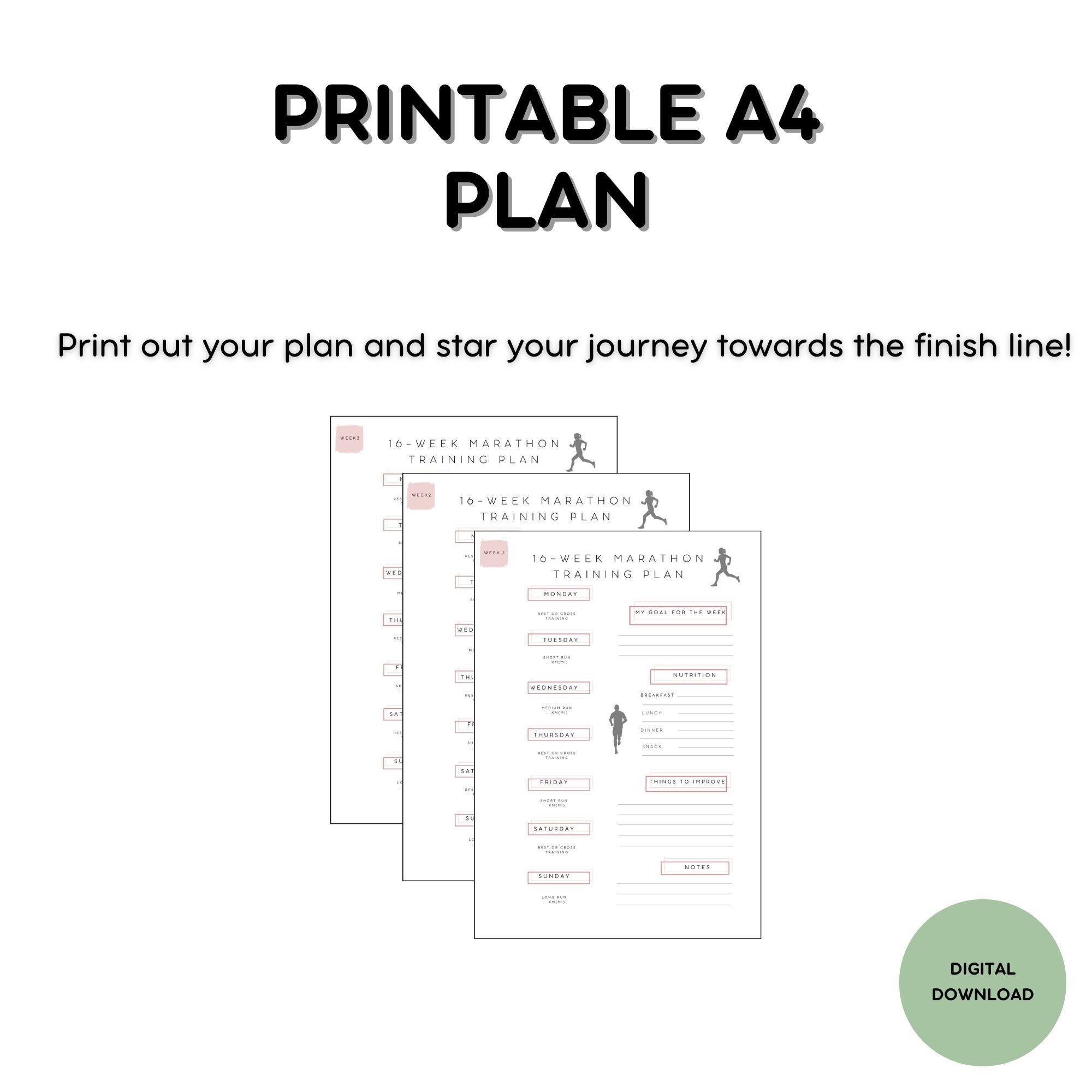10 & 16 Weeks Marathon Training Plan Bundle - Etsy