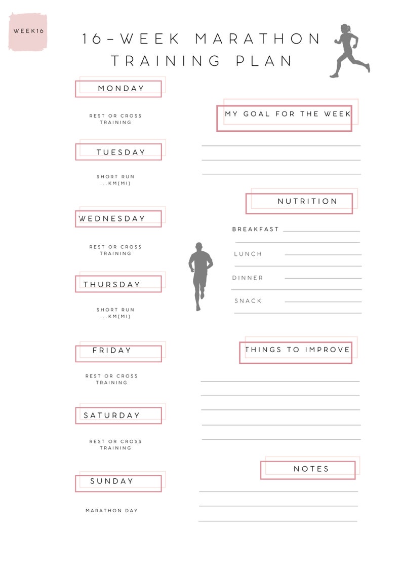 10 & 16 Weeks Marathon Training Plan Bundle - Etsy