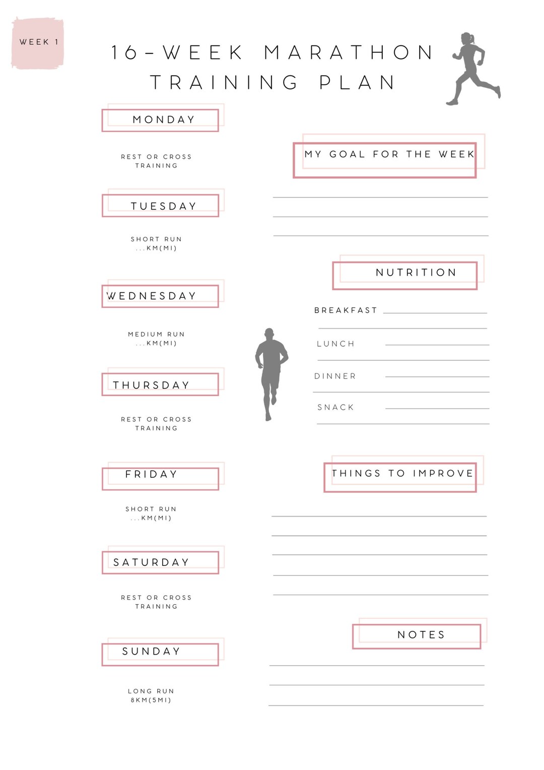 10 & 16 Weeks Marathon Training Plan Bundle - Etsy