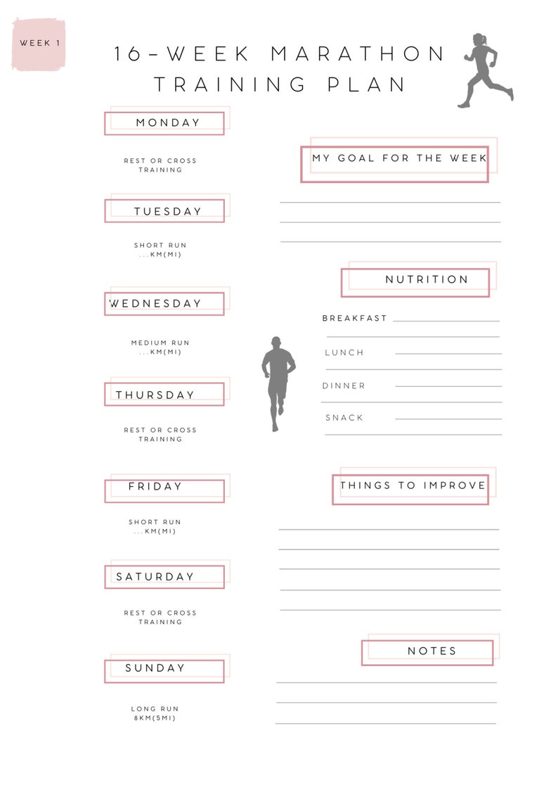 10 & 16 Weeks Marathon Training Plan Bundle - Etsy