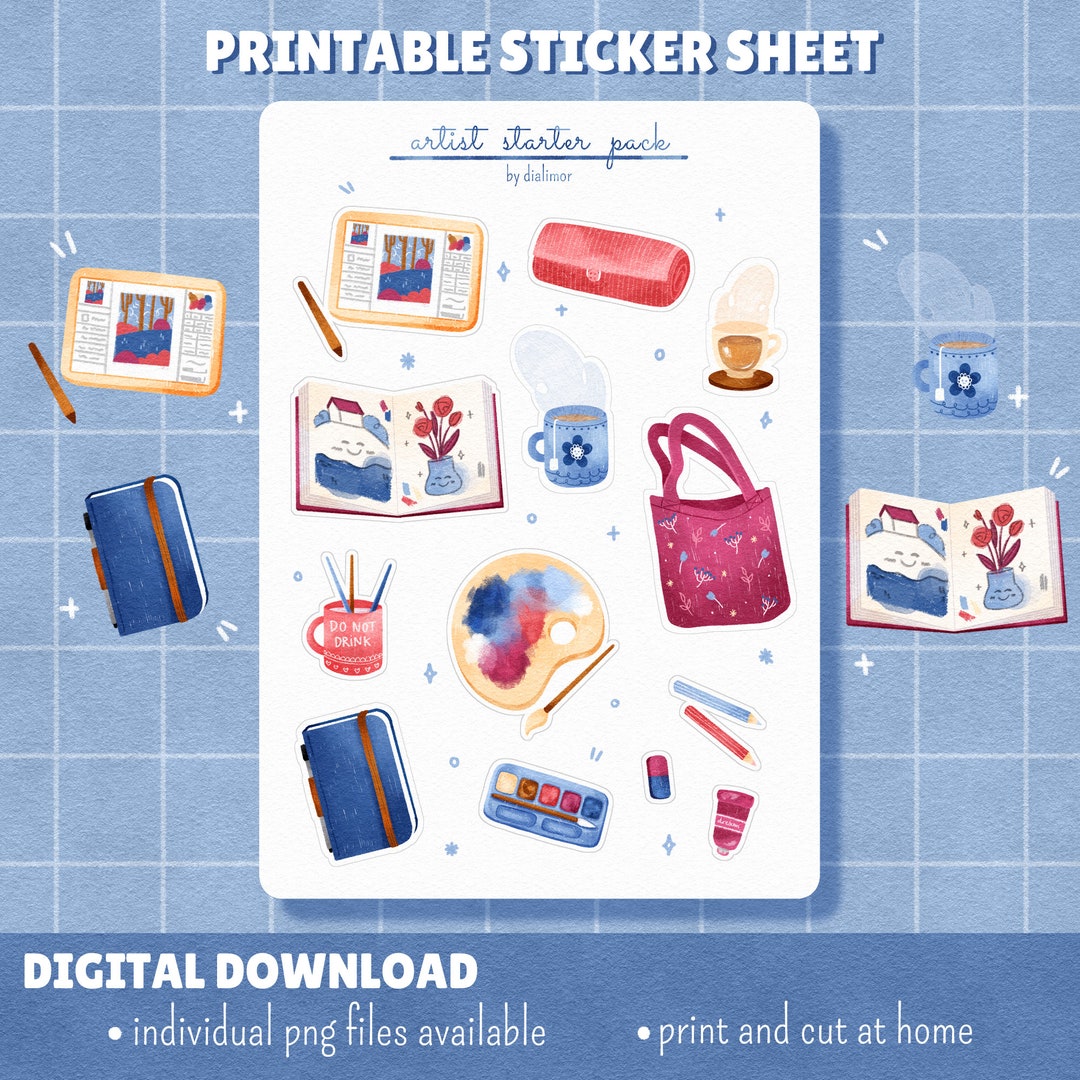 Artist Digital Stickers Printable Sticker Sheet Bullet Journaling ...