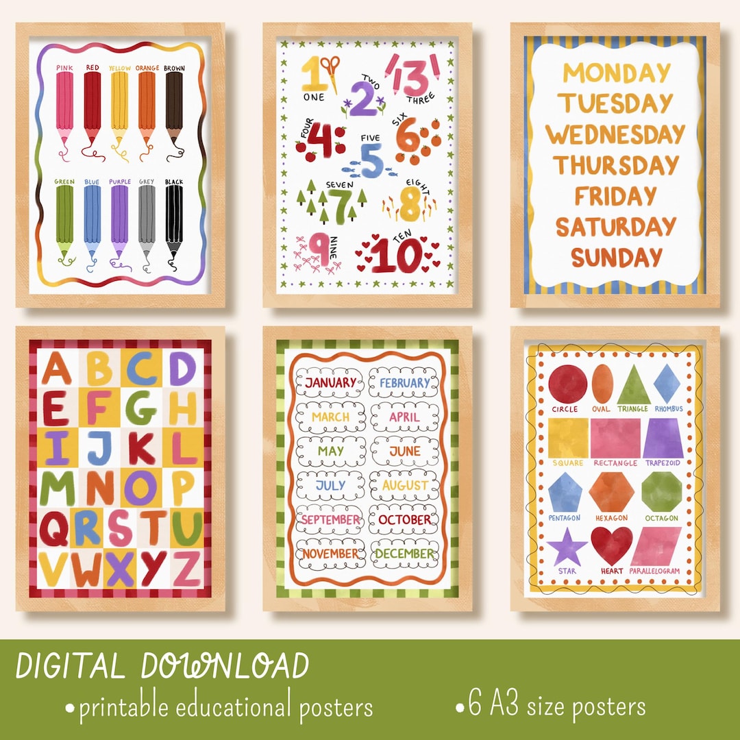 6 Classroom Educational Prints | Printable Educational Posters ...