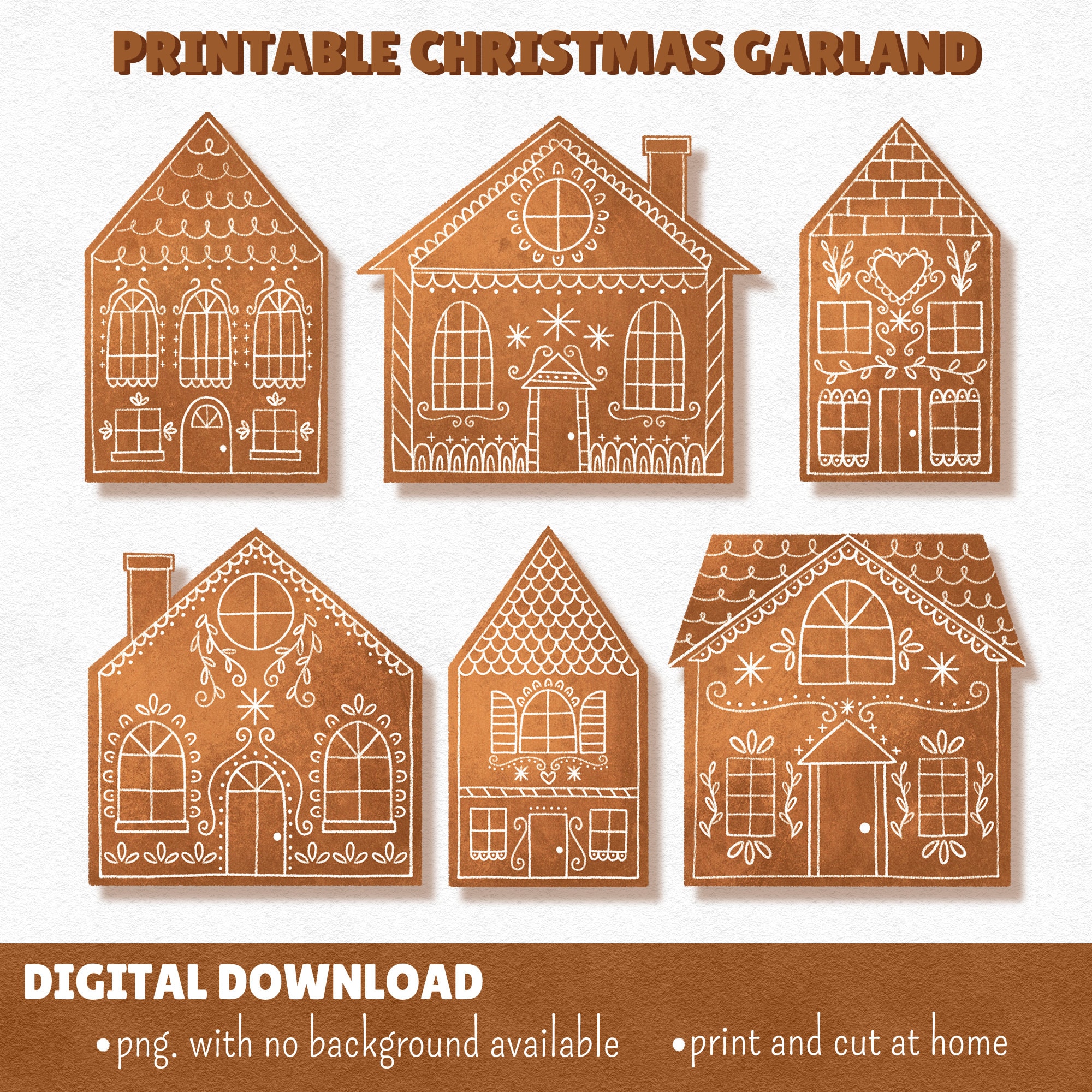 Gingerbread House Holiday Garland | Printable Christmas Garland ...
