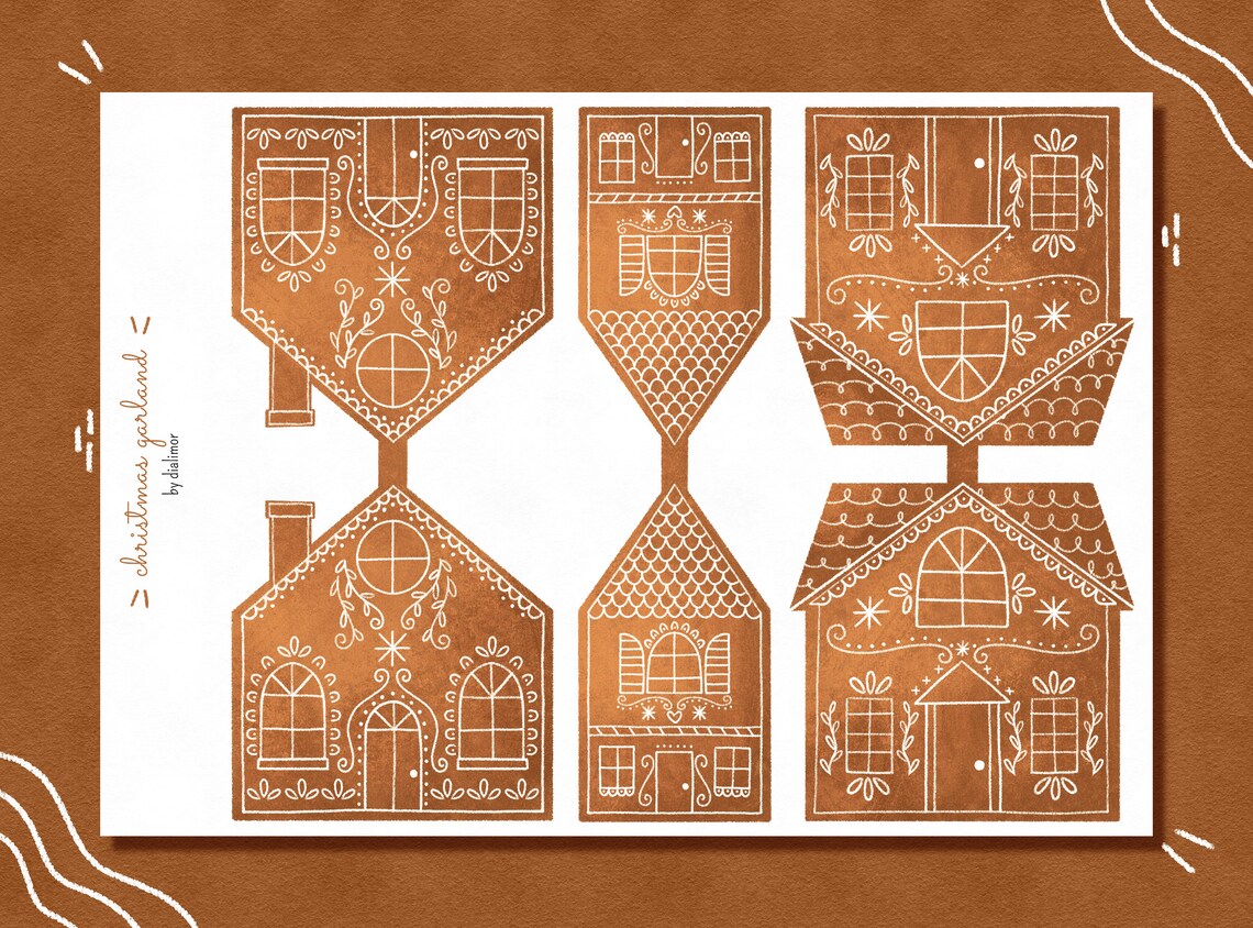 Gingerbread House Holiday Garland | Printable Christmas Garland ...