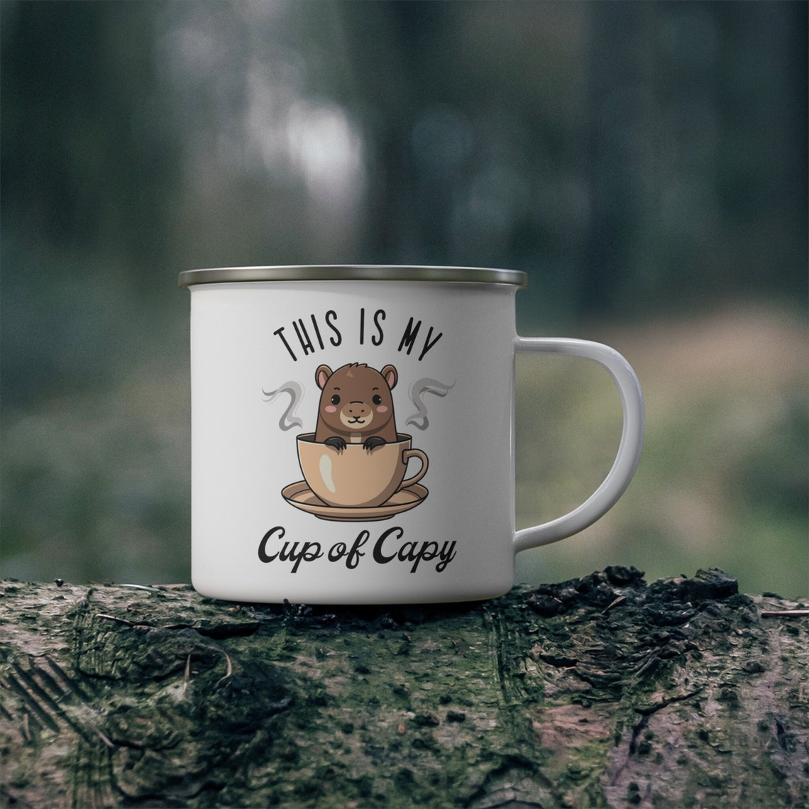 Personalized Enamel Capybara Mug, Cute Custom Coffee Cup, Camping Gift ...