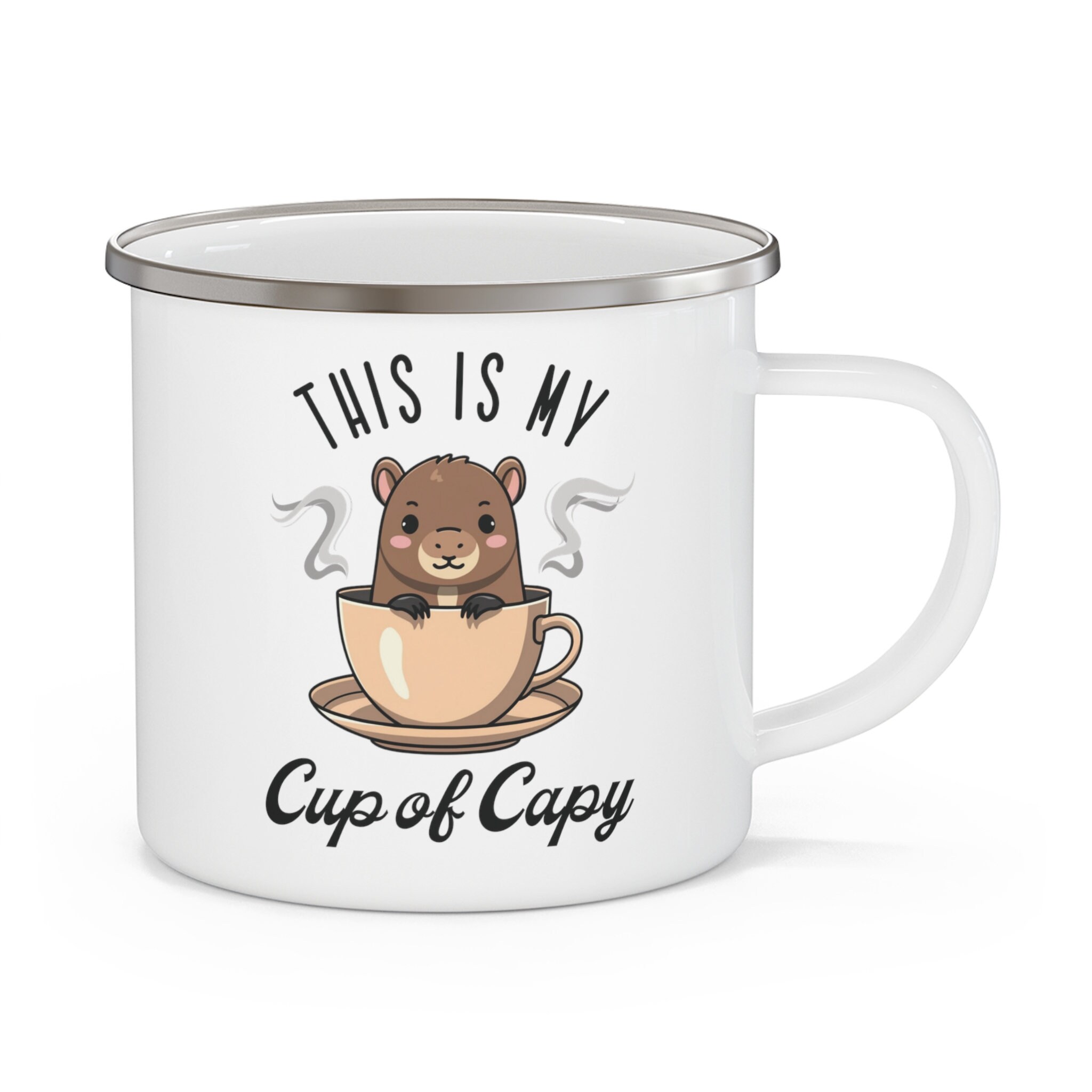 Personalized Enamel Capybara Mug, Cute Custom Coffee Cup, Camping Gift ...