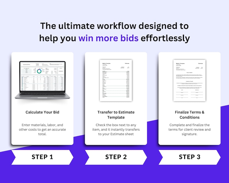 Bid & Estimate Planner, Bidding Template, Estimate Spreadsheet ...