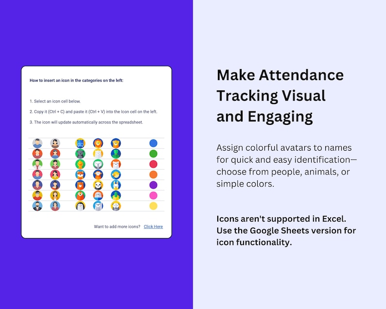 Attendance Tracker Google Sheets Excel | Employee Student Template - Etsy