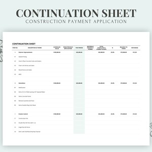Construction Payment Application Subcontractor Payment - Etsy