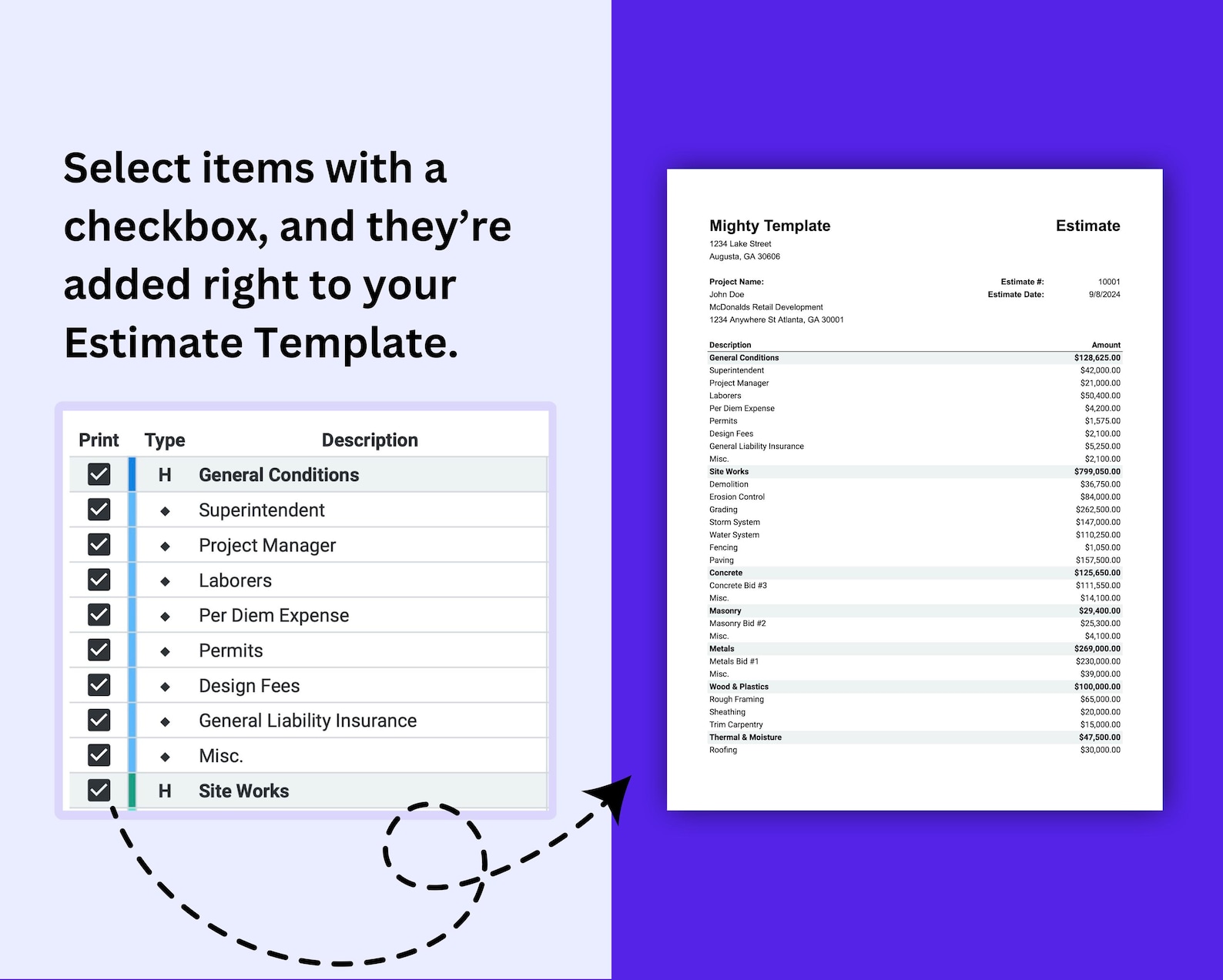 Construction Bid & Estimate Planner | Professional Spreadsheet Template