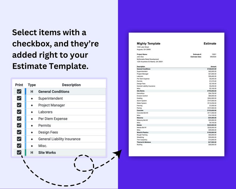 Bid & Estimate Planner, Bidding Template, Estimate Spreadsheet ...