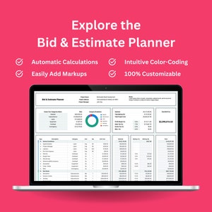 Bid & Estimate Planner, Bidding Template, Estimate Spreadsheet ...