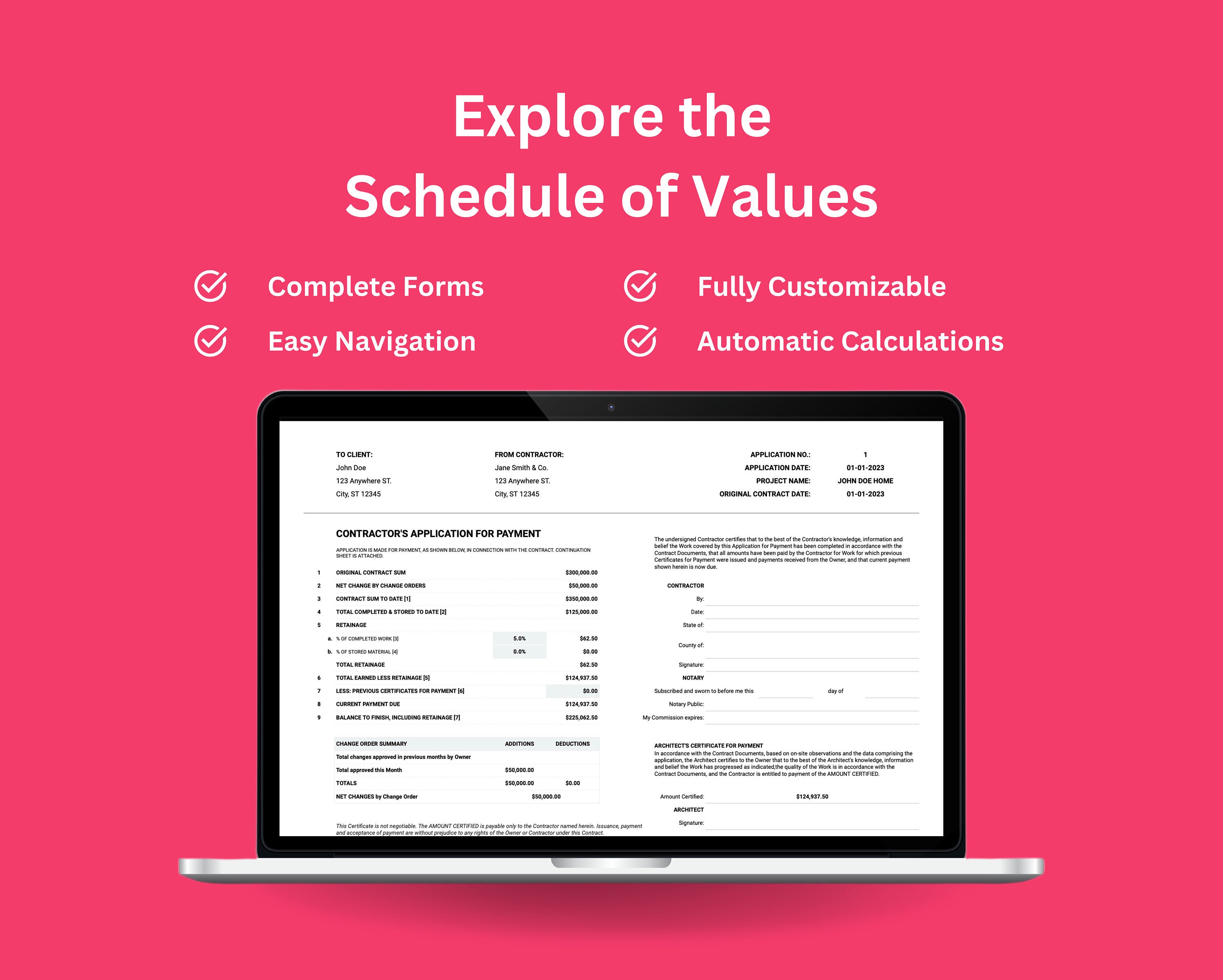 Construction Payment Application, Subcontractor Payment Certificate ...