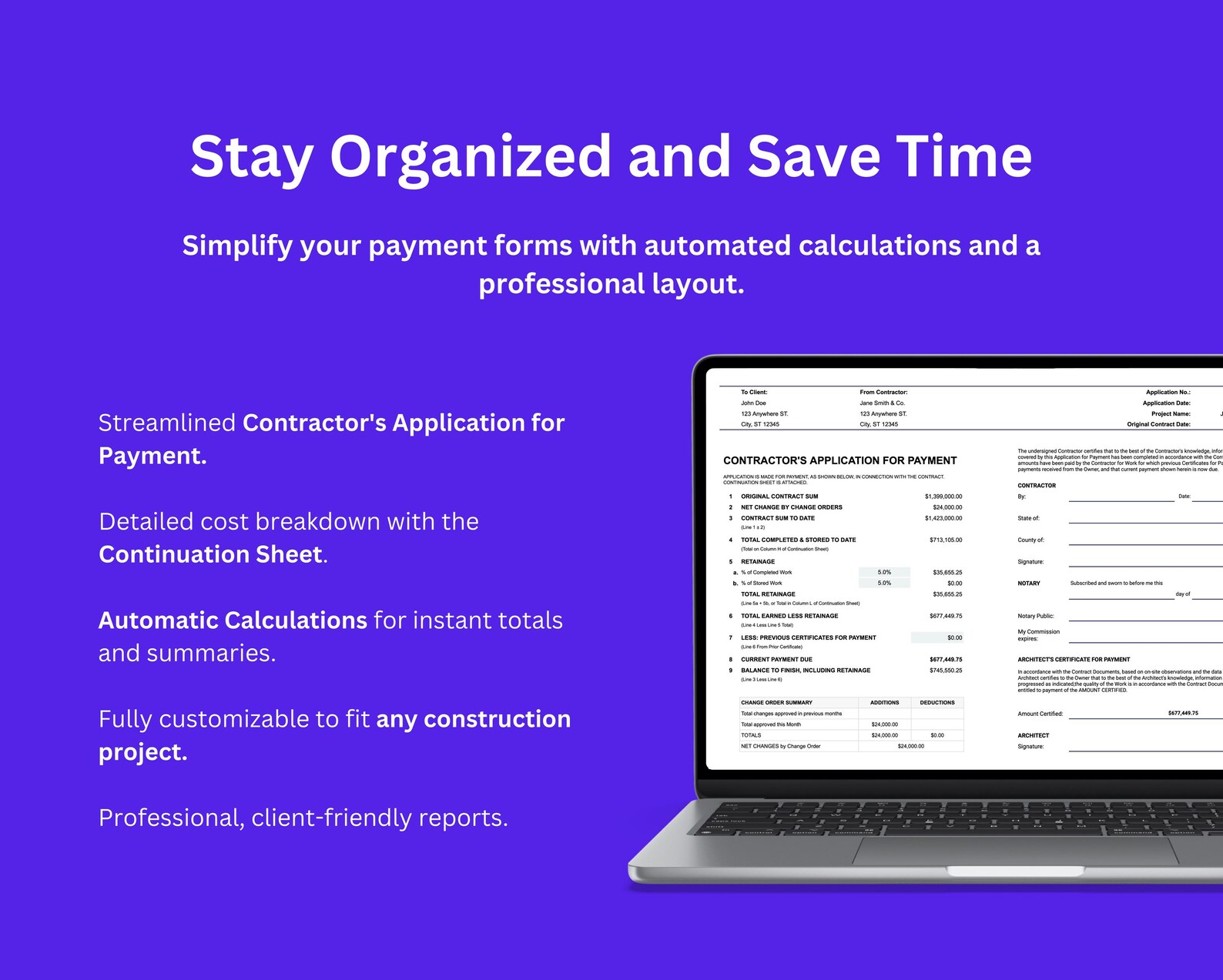 Construction Payment Application | Schedule of Values Template ...