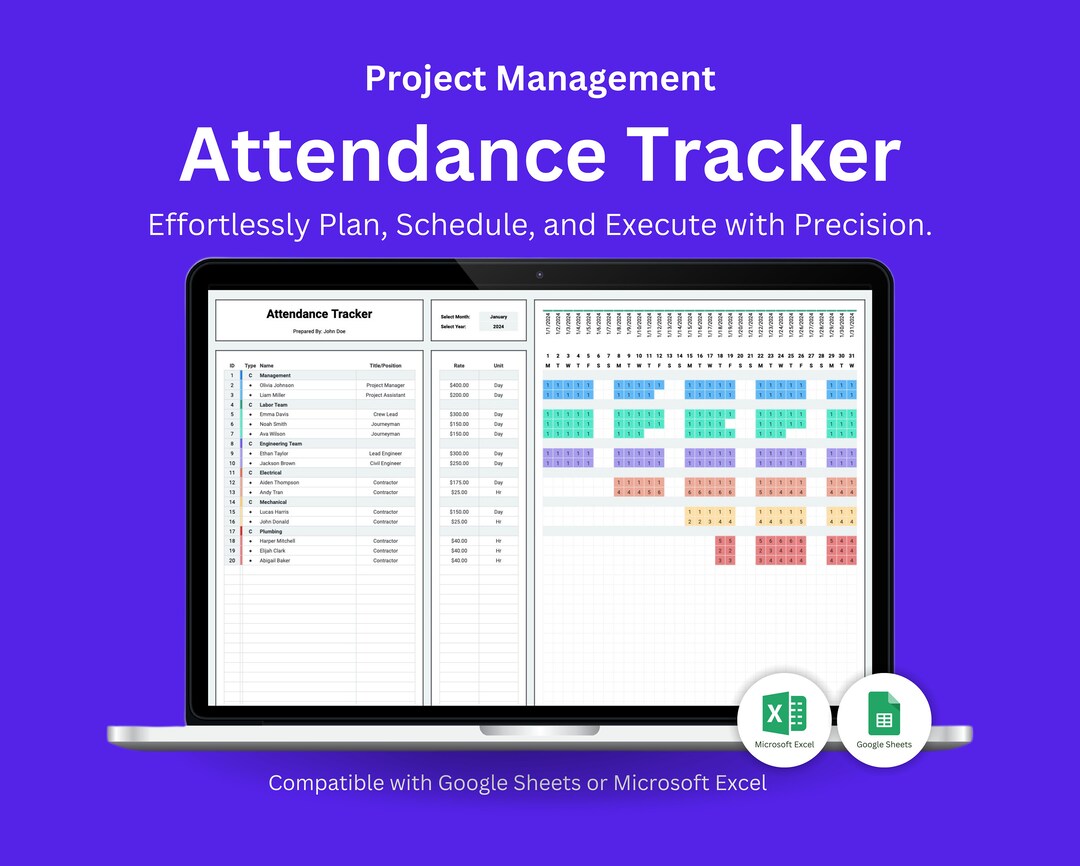 Employee Attendance Tracker,employee Schedule Template,leave and ...