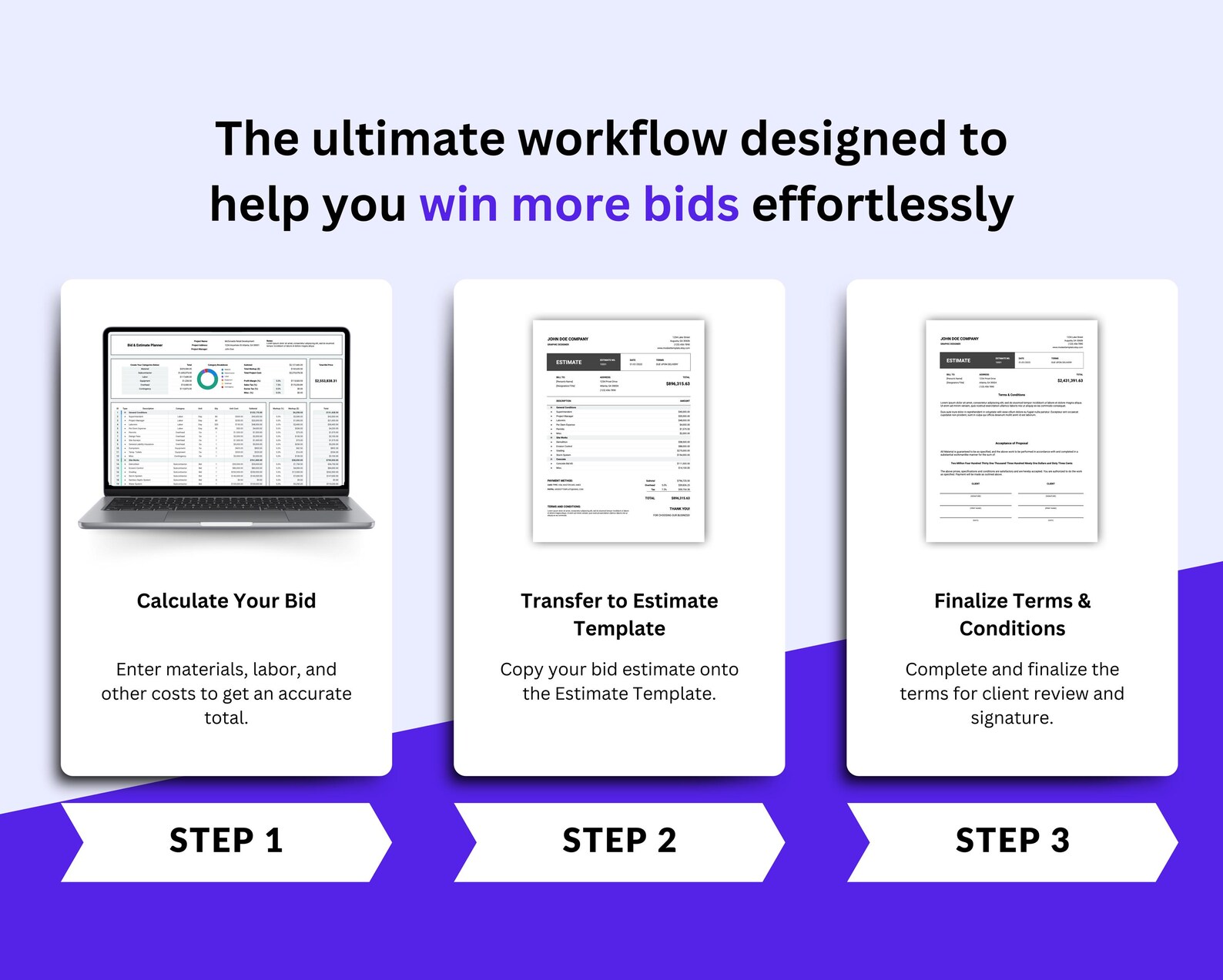 Bid & Estimate Planner, Bidding Template, Estimate Spreadsheet ...