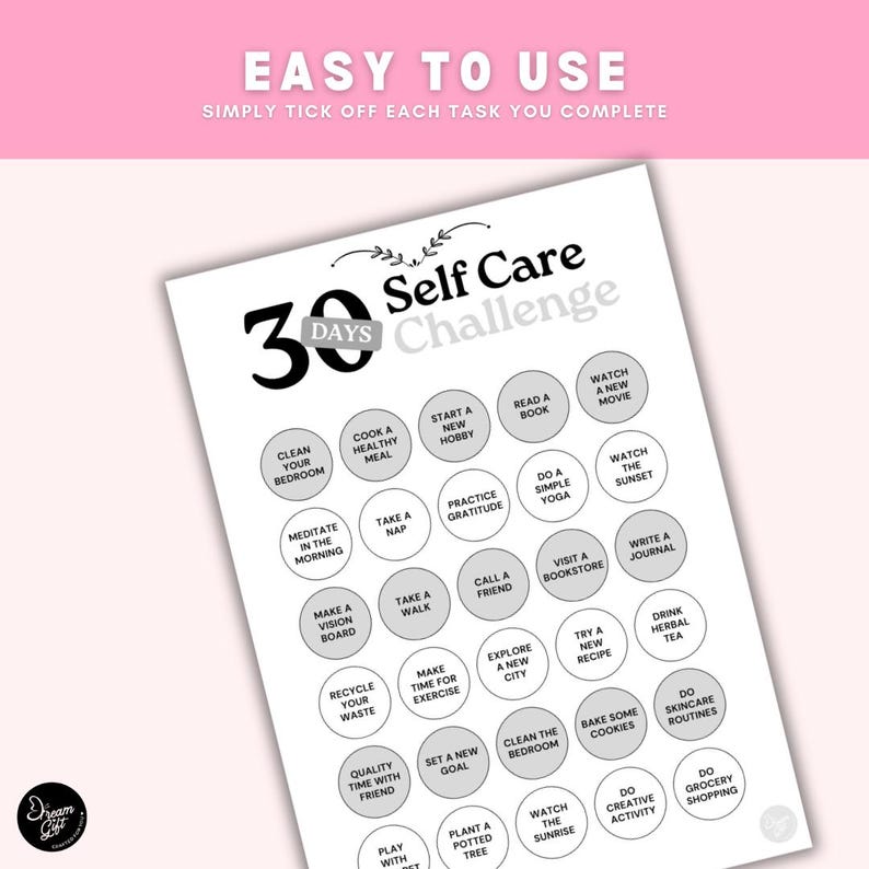 Self-care 30 Days Challenge: Minimalist Planner - Etsy