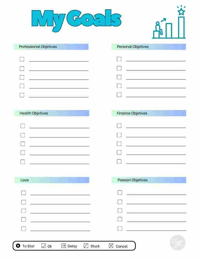 Goal Planner Printable | Light Blue, A4 A5 A6 (PDF Files) - Etsy