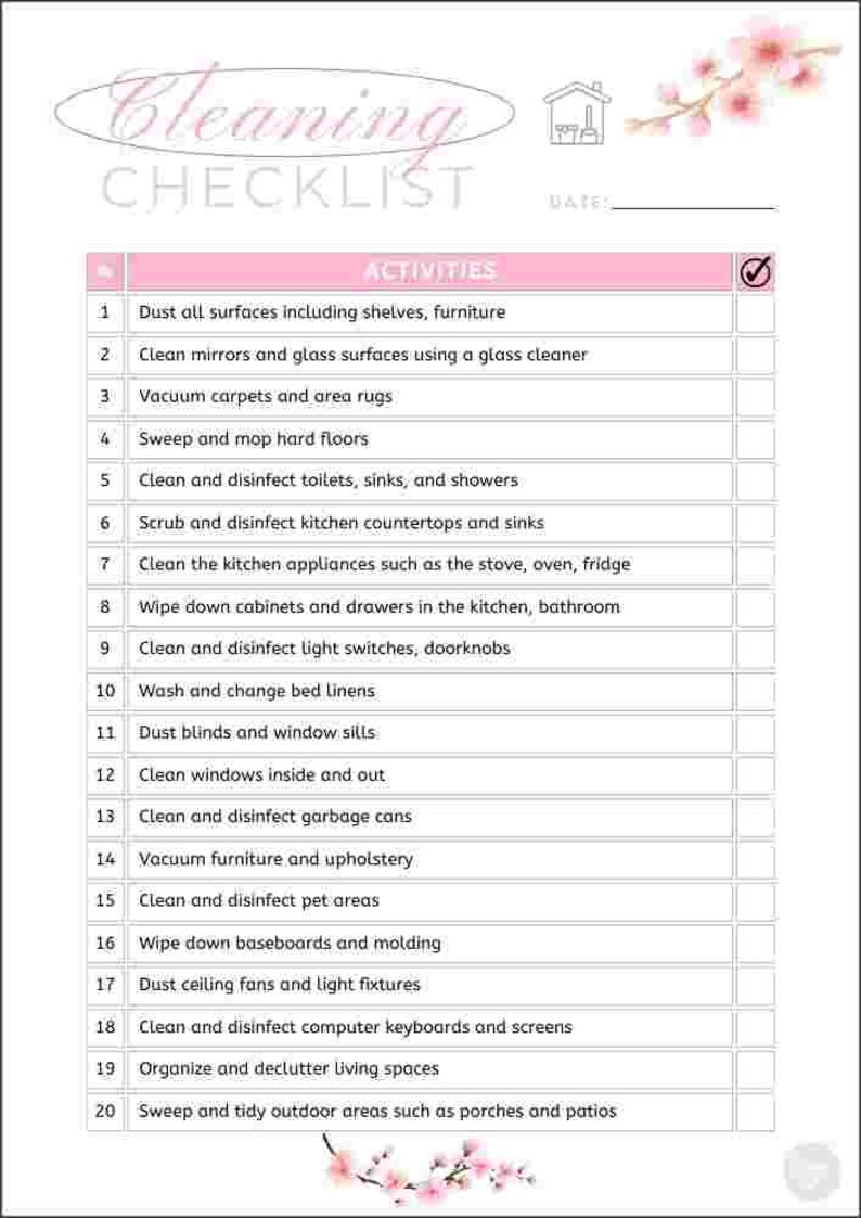 Decorative Cleaning: Checklist for a Spotless Home - Etsy